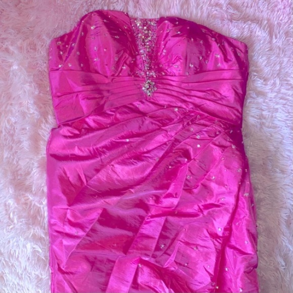 Dresses | 209 Hot Pink Rhinestone Lace Up Corset Back Mermaid Prom ...